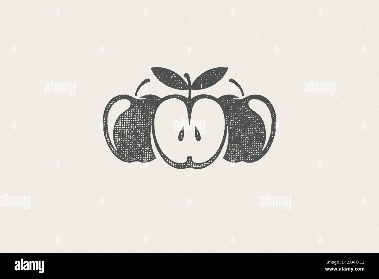 Whole and halved fresh apples silhouettes for healthy and organic food ...