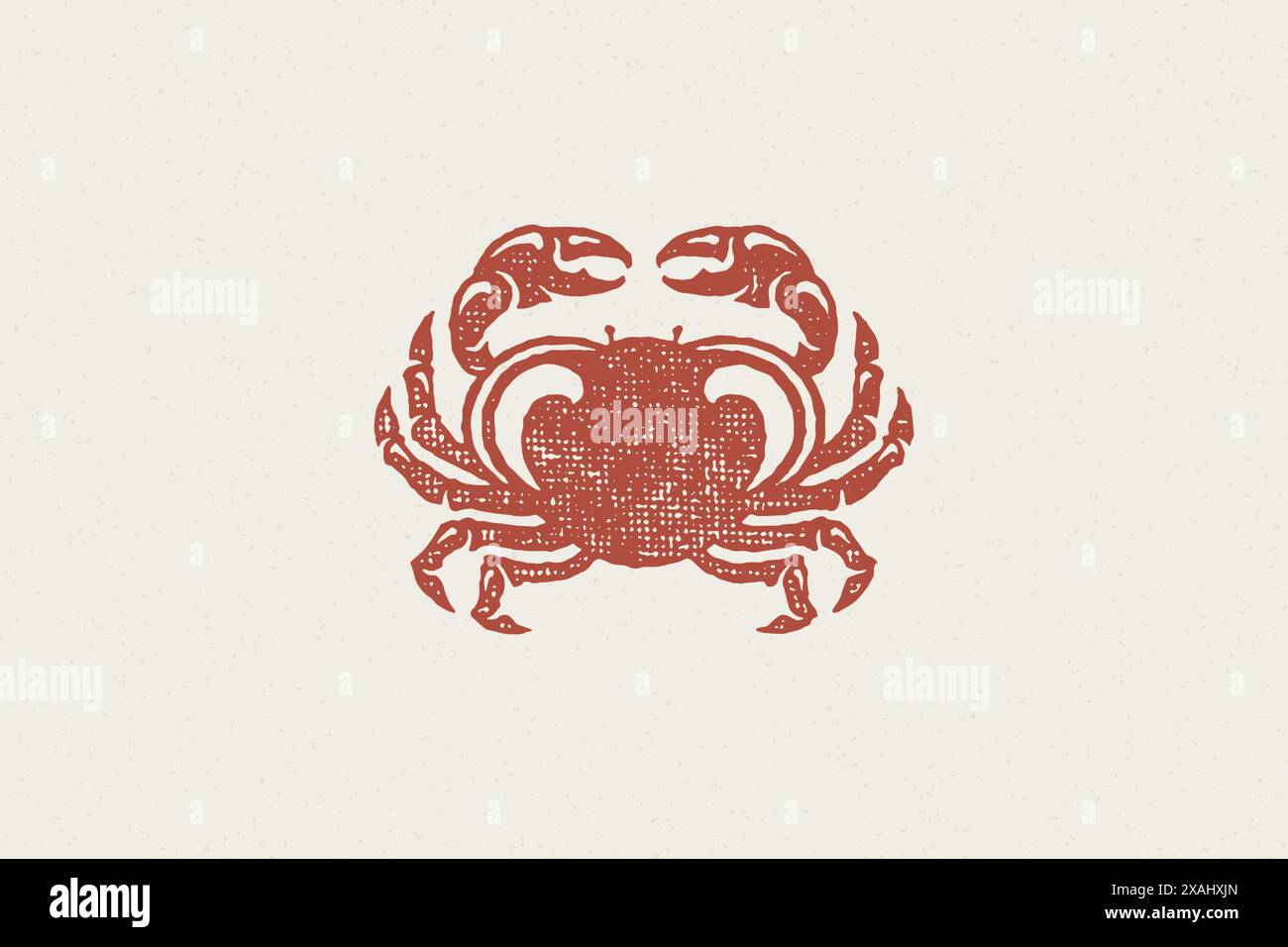 Crab silhouette for logo and emblem design hand drawn stamp effect ...