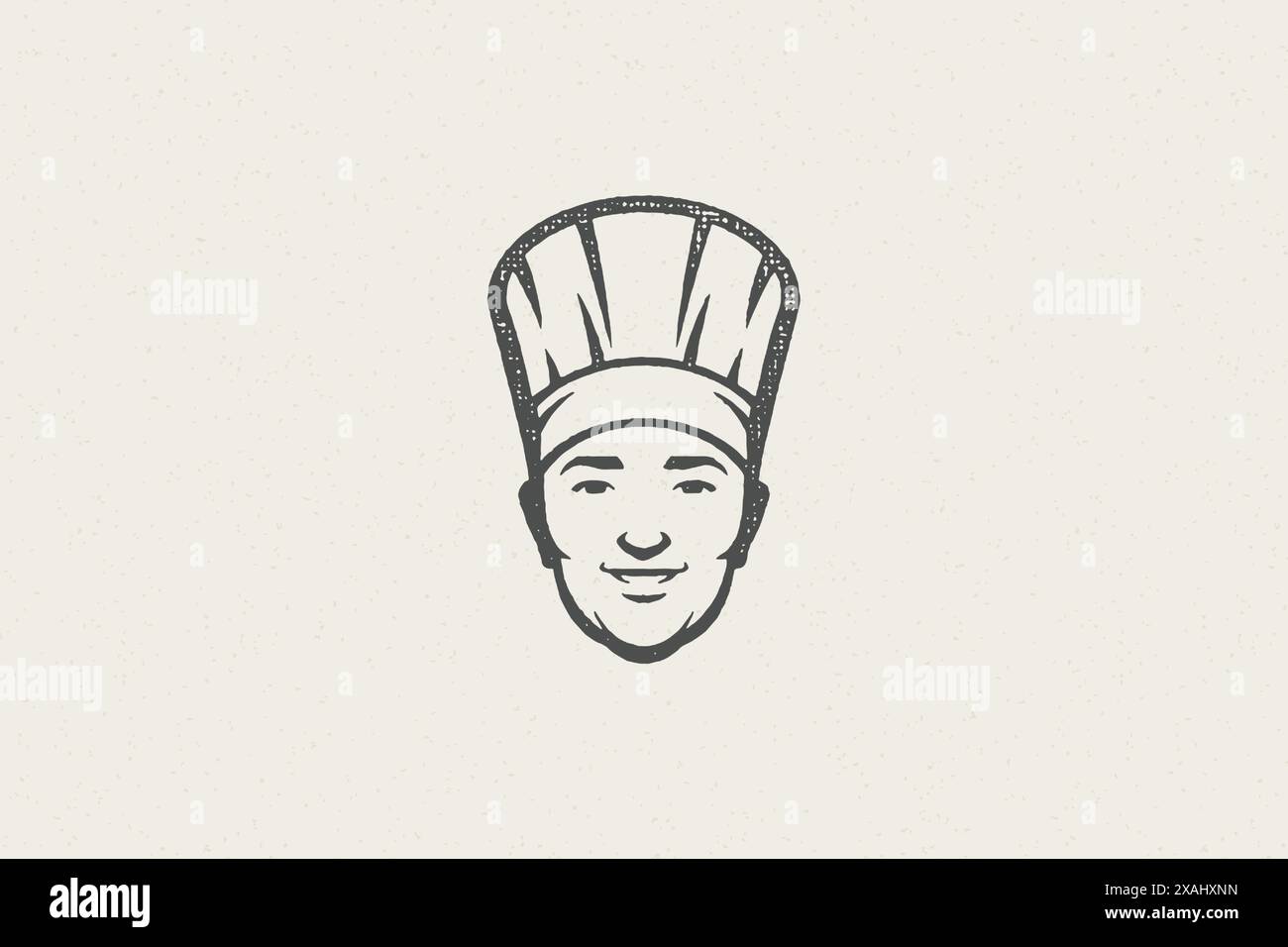Logo icon head of smiling male cook silhouette in chef hat hand drawn ...