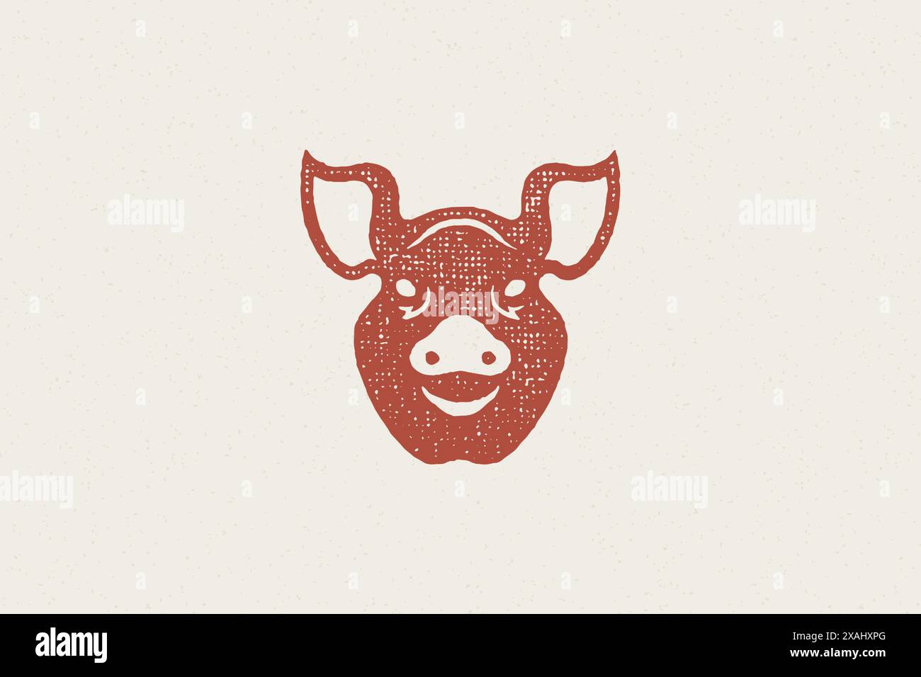 Pig head silhouette for meat industry hand drawn stamp effect vector ...