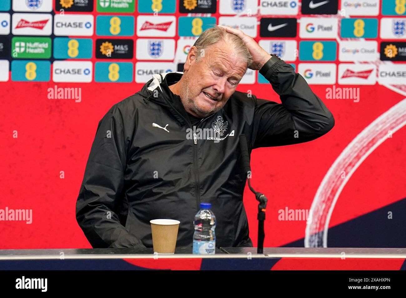 London, UK. 06th June, 2024. Iceland Head Coach Age Hareide during the ...