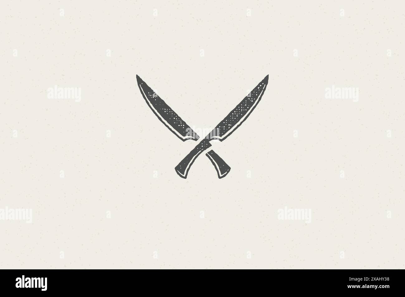 Sharp butcher knives crossed silhouette symbol for meat industry hand ...