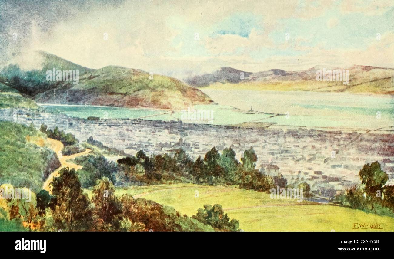 Dunedin from the set ' New Zealand ' painted by Frank and Walter Wright ...