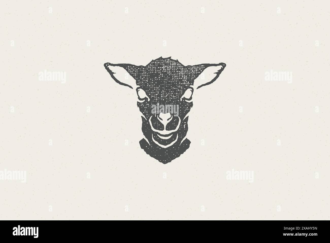 Lamb head silhouette vintage style for farm industry hand drawn stamp ...