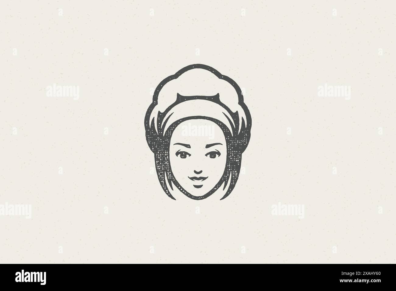 Woman head in traditional chef cap silhouette work in kitchen hand ...