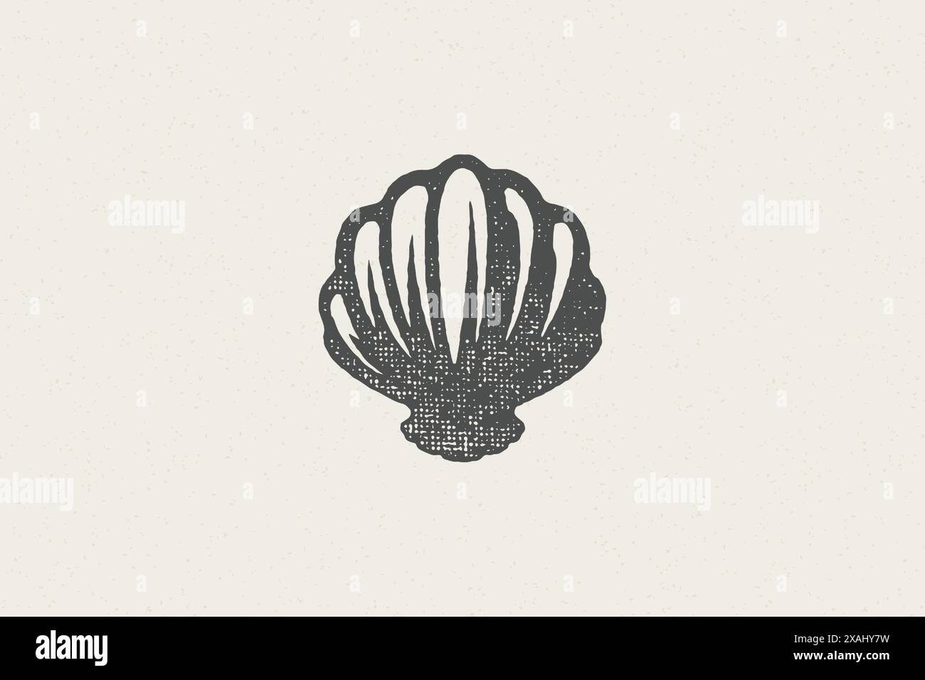 Seashell silhouette for logo hand drawn stamp effect vector ...