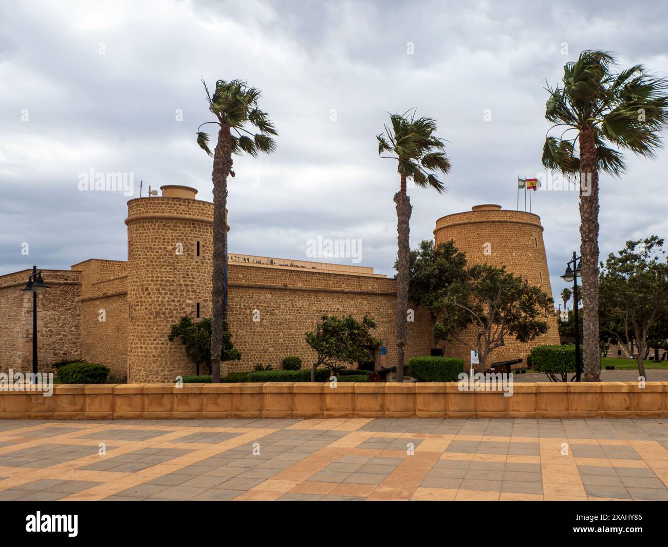 Medieval walls of the castle of santa ana in Roquetas de Mar, Almería ...