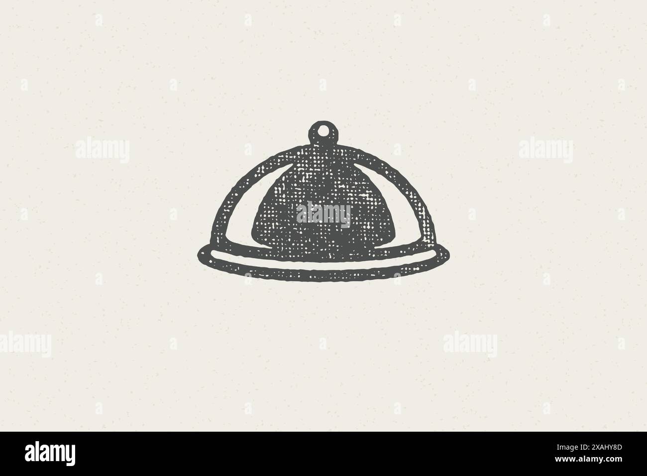Dish plate with cloche silhouette hand drawn stamp effect vector ...