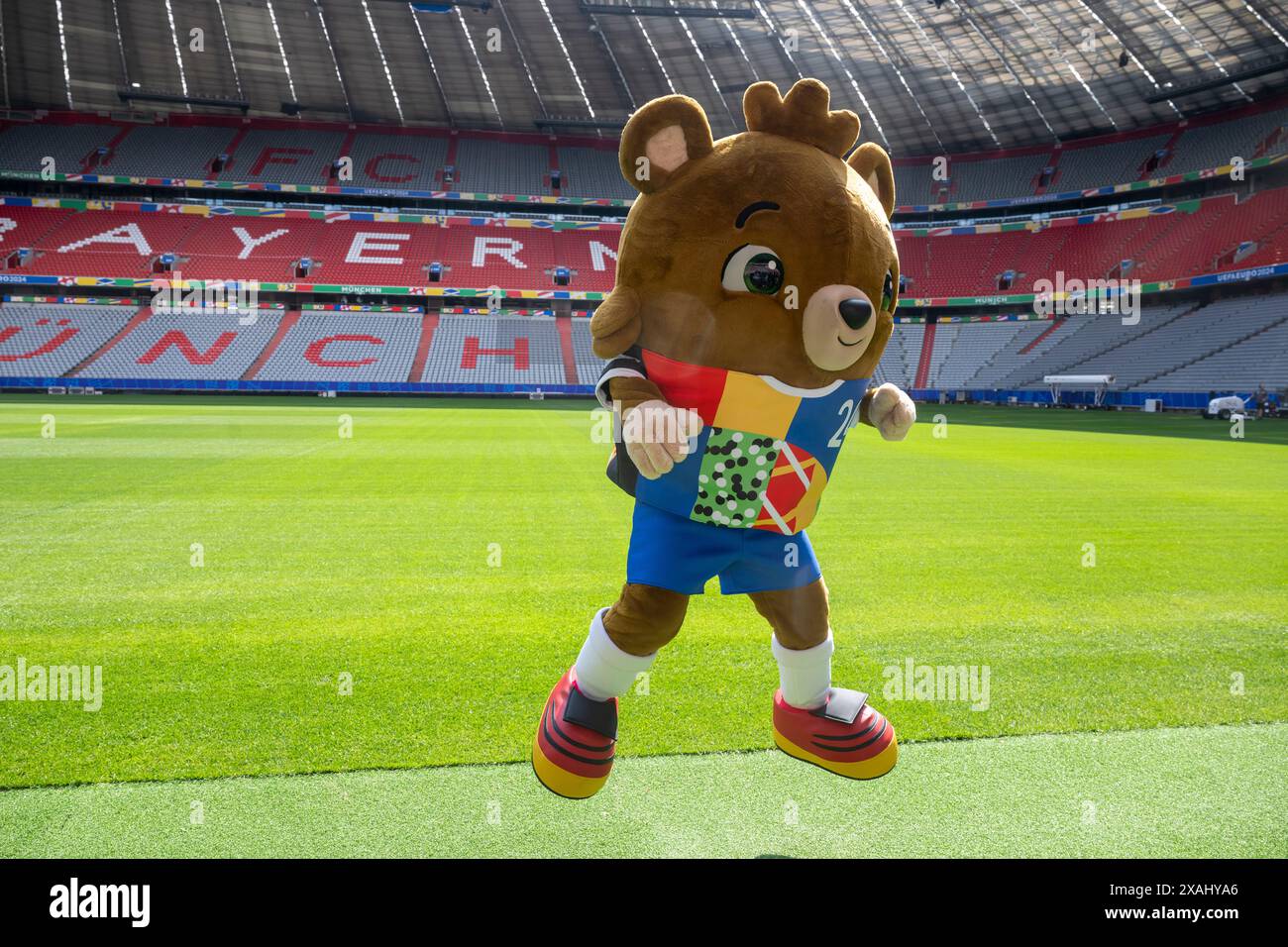 Munich, Germany. 07th June, 2024. Albärt, mascot of the European ...