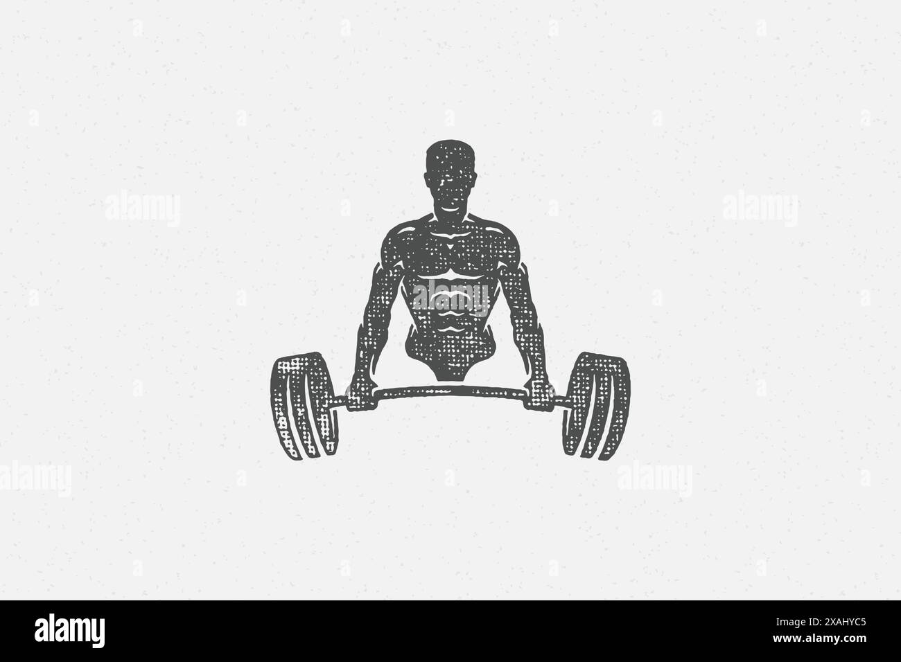 Strong bodybuilder lifting barbell silhouette vector illustration. Muscular man lifting heavy ...