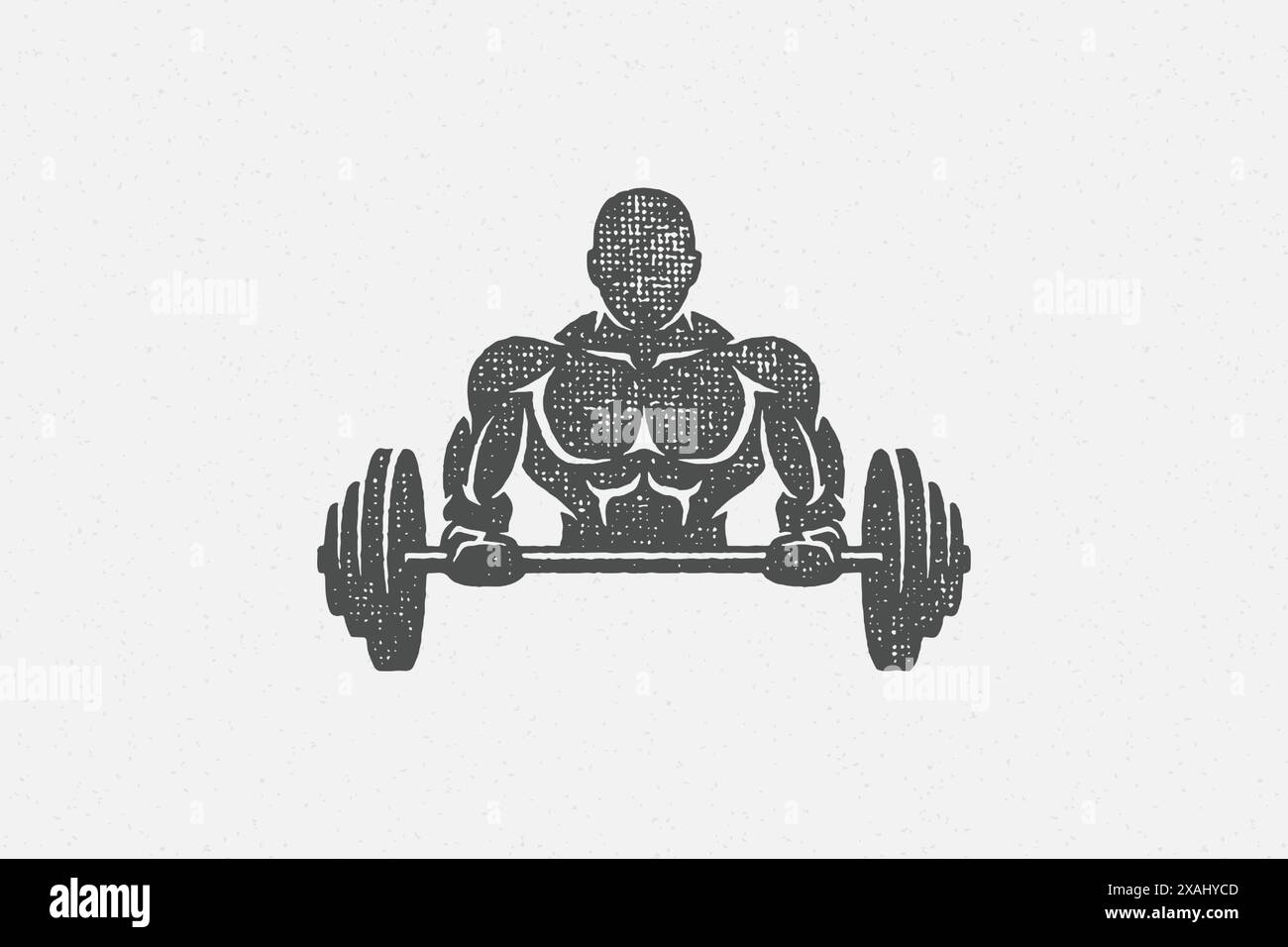 Strong bodybuilder lifting barbell silhouette vector illustration. Muscular man lifting heavy ...