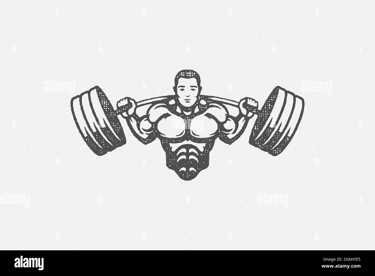 Strong bodybuilder lifting barbell silhouette vector illustration. Muscular man lifting heavy ...