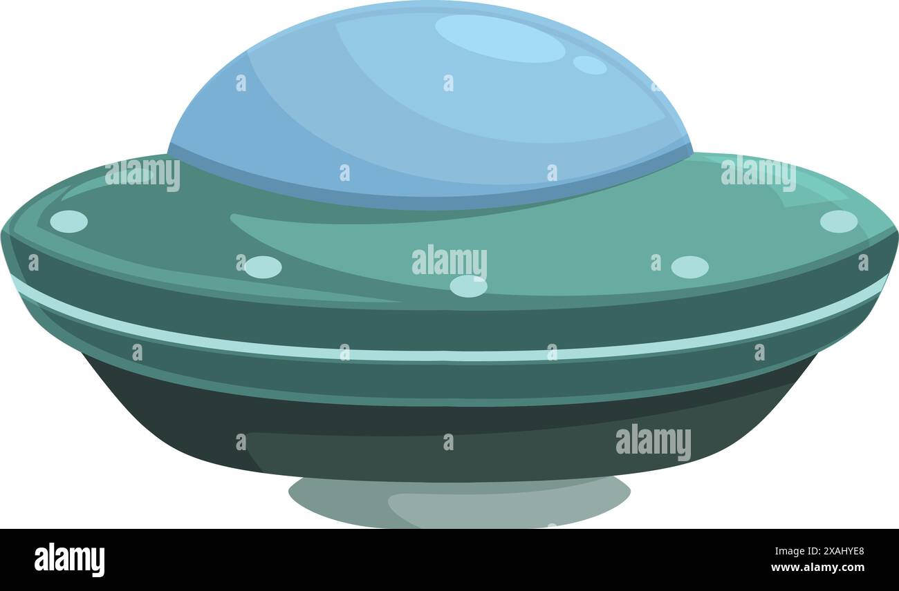 Green alien spaceship hovering with glowing windows Stock Vector Image ...