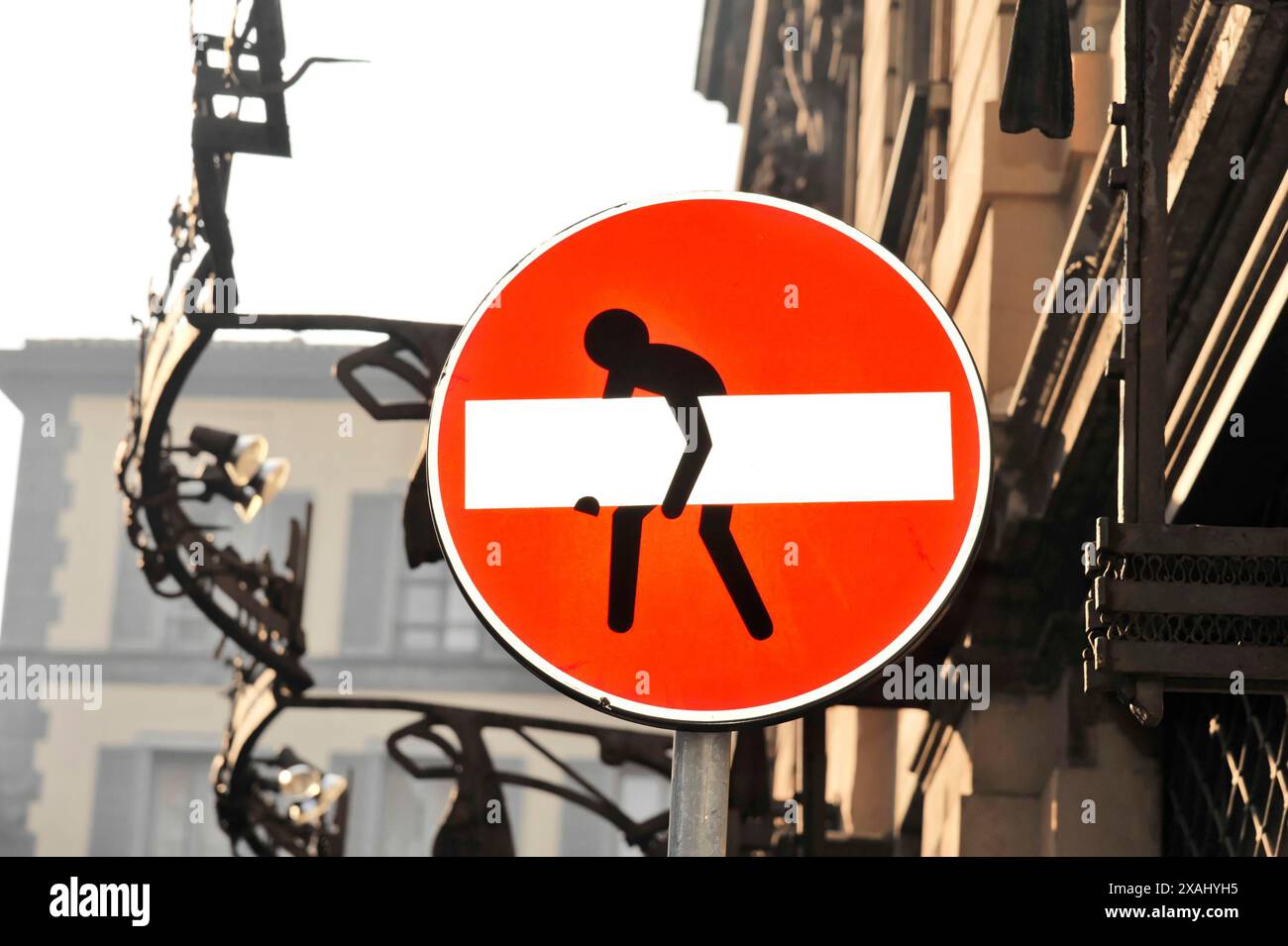 Modified traffic sign, Sign 267 No entry, No through traffic, Milan ...