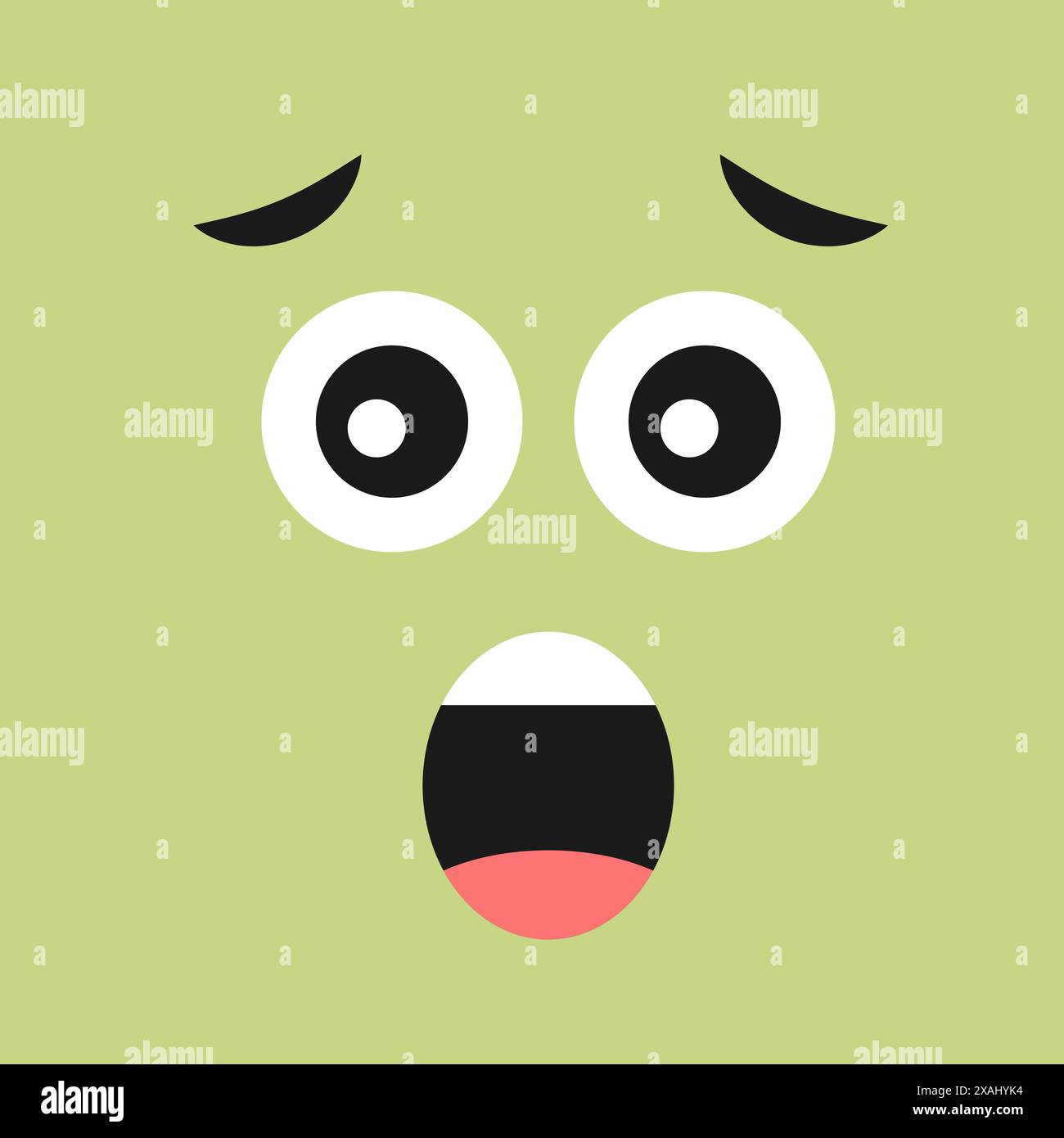 Scared face with open mouth on color background. Vector illustration ...