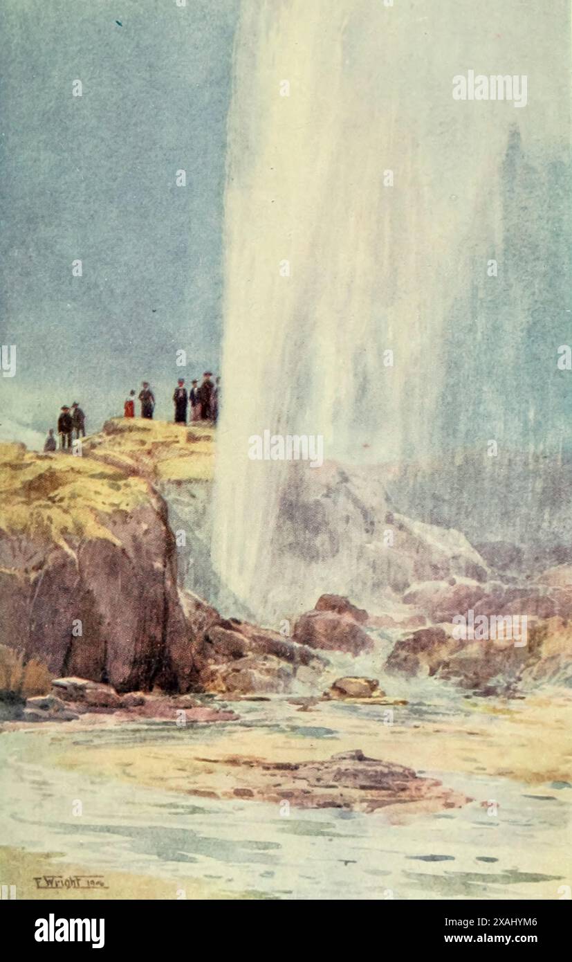 Wairoa Geyser from the set ' New Zealand ' painted by Frank and Walter ...