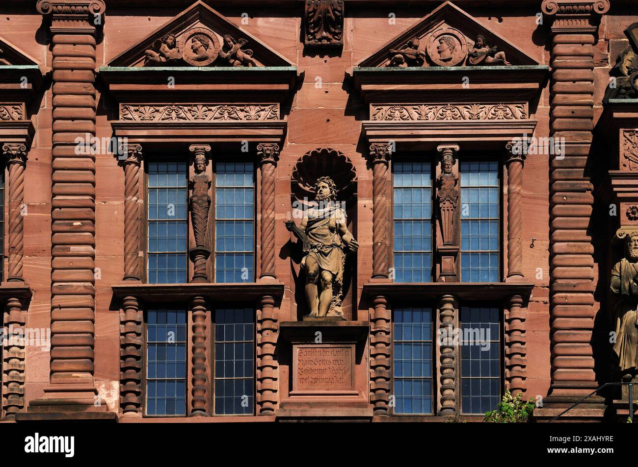 Heidelberg castle ruins, destroyed in 1693), detail of the Ottheinrich ...