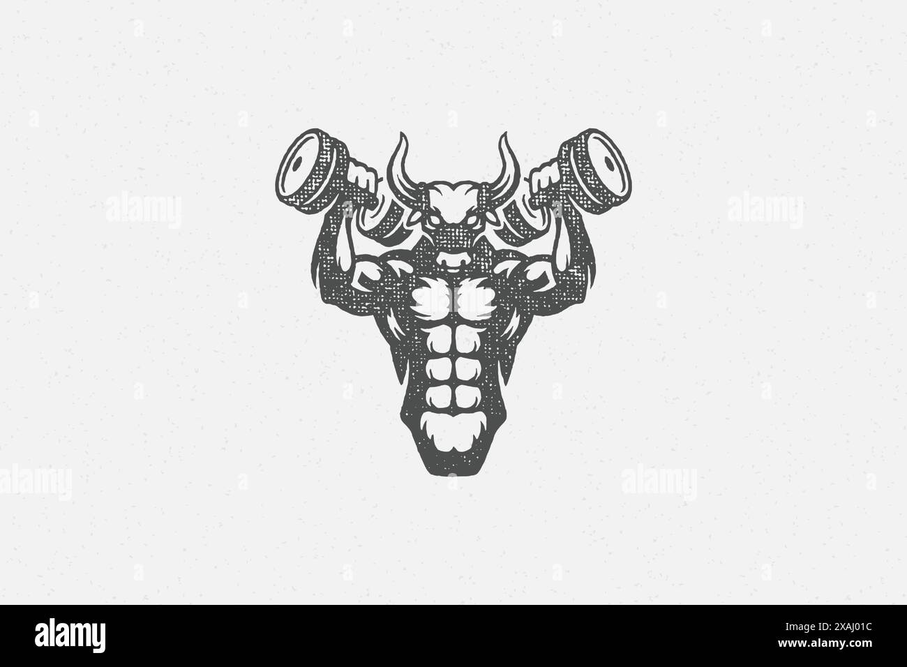 Sportsman silhouette with bull head lifting dumbbells vector ...