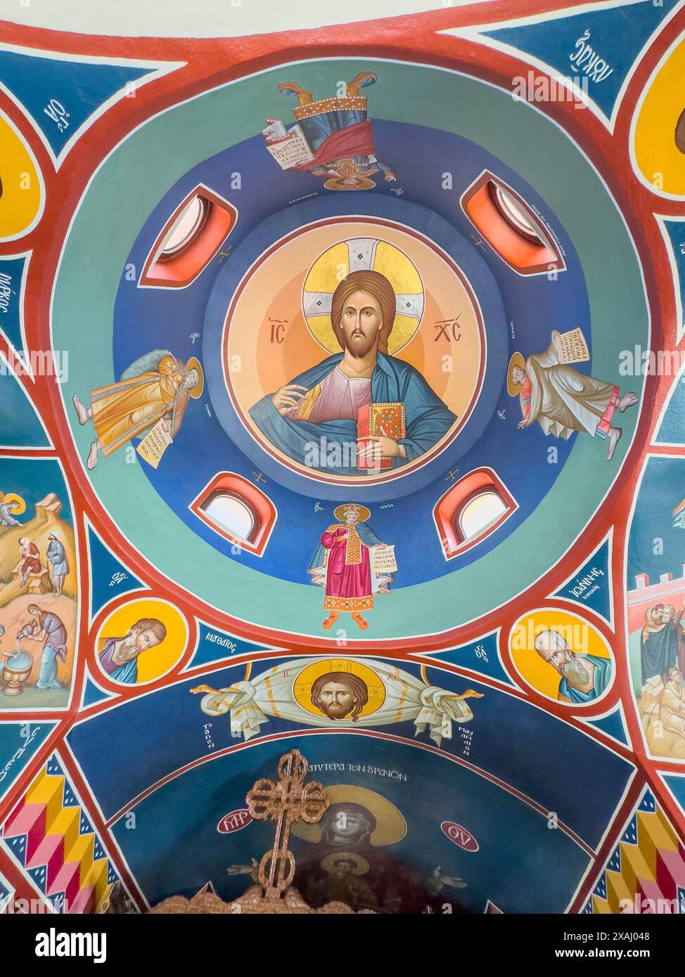 Ceiling painting with Christian Greek Orthodox motifs Jesus Christ in ...