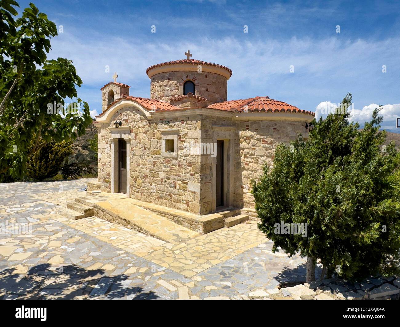 Small church chapel in Byzantine style architectural style on the ...