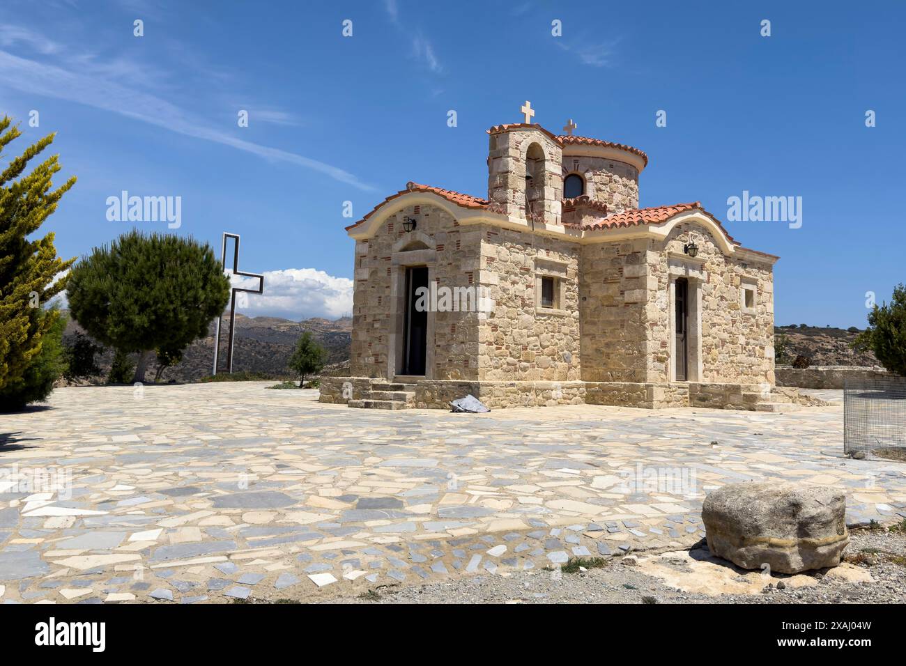 Small church chapel in Byzantine style architectural style on the ...