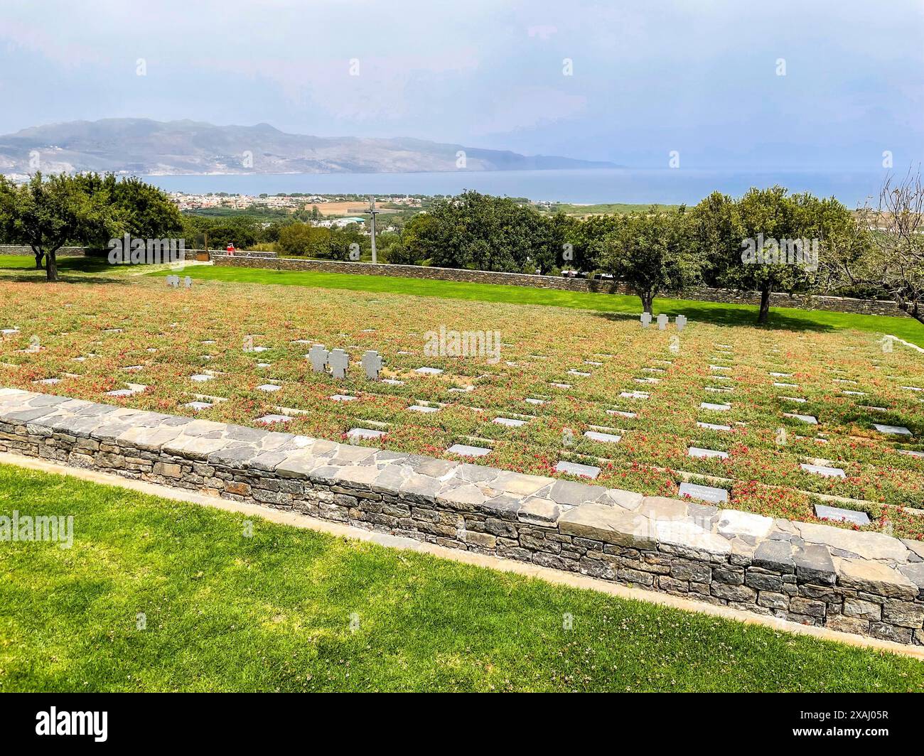 View over rows of graves with gravestones Grave slabs on part of German ...