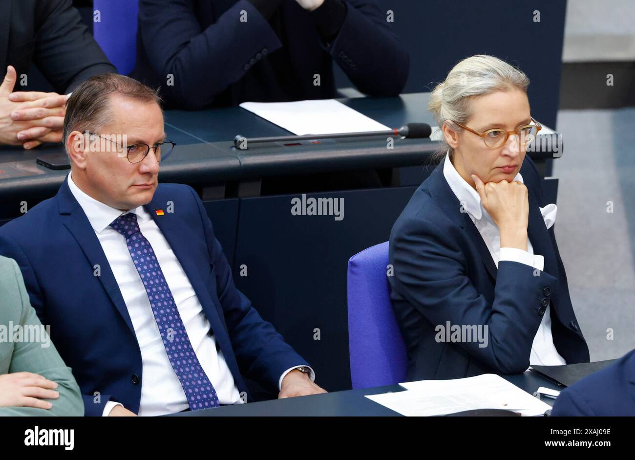 Alice Weidel, AfD parliamentary group leader and Tino Chrupalla, AfD ...