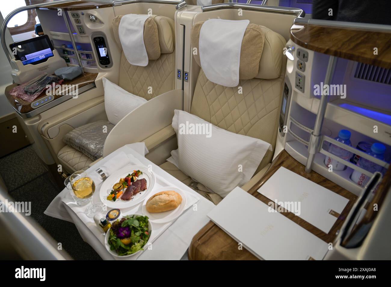 Appetiser, Meal, Business Class, Emirates Airbus A380 Stock Photo - Alamy