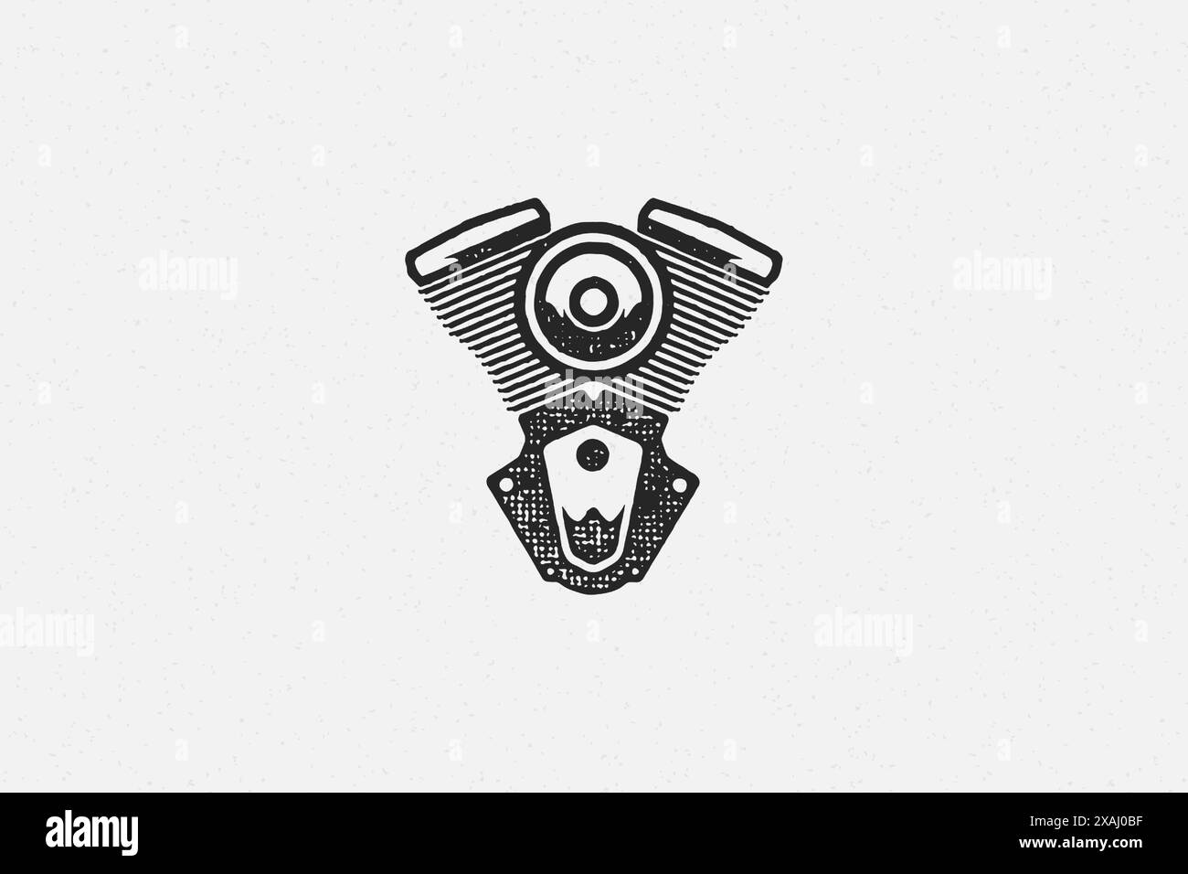 Motorcycle engine silhouette hand drawn ink stamp vector illustration ...