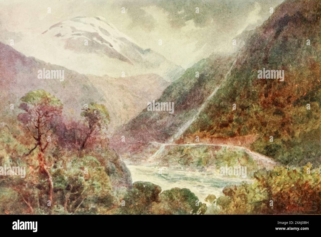 The Otira Gorge from the set ' New Zealand ' painted by Frank and ...