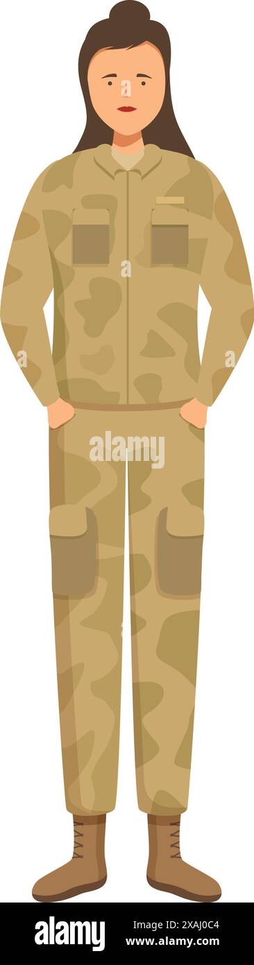 Young female soldier is standing at attention in full uniform Stock ...
