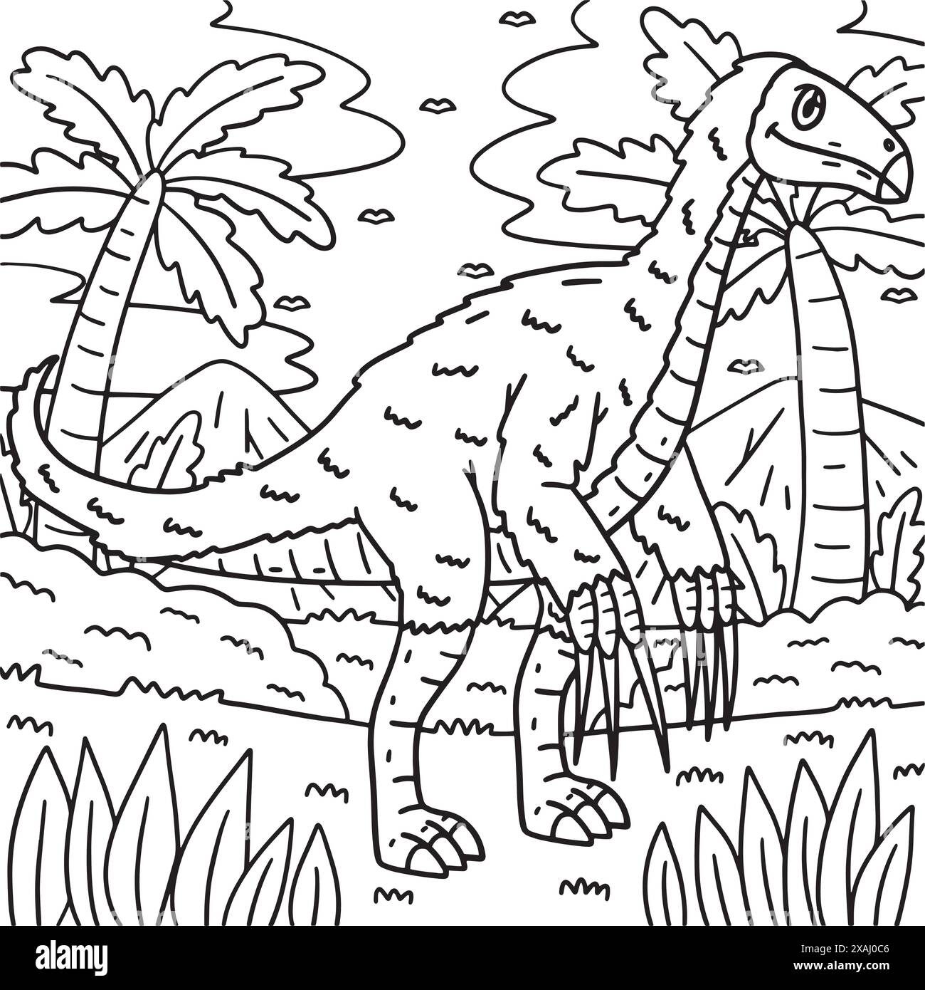 Therizinosaurus Dinosaur Coloring Page for Kids Stock Vector Image ...