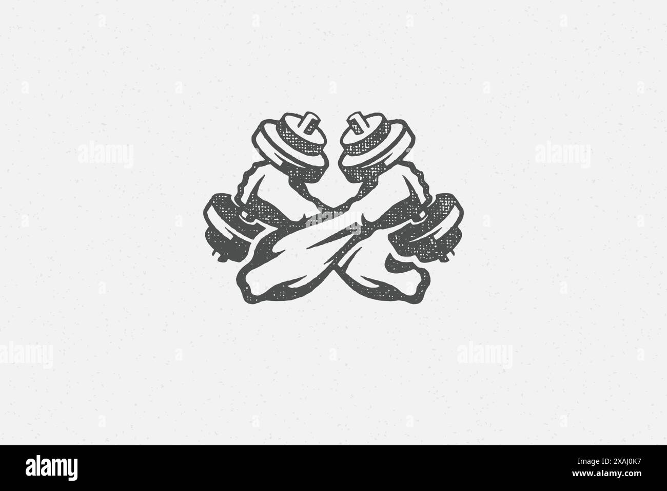 Crossed arms athlete with dumbbells silhouette vector illustration ...