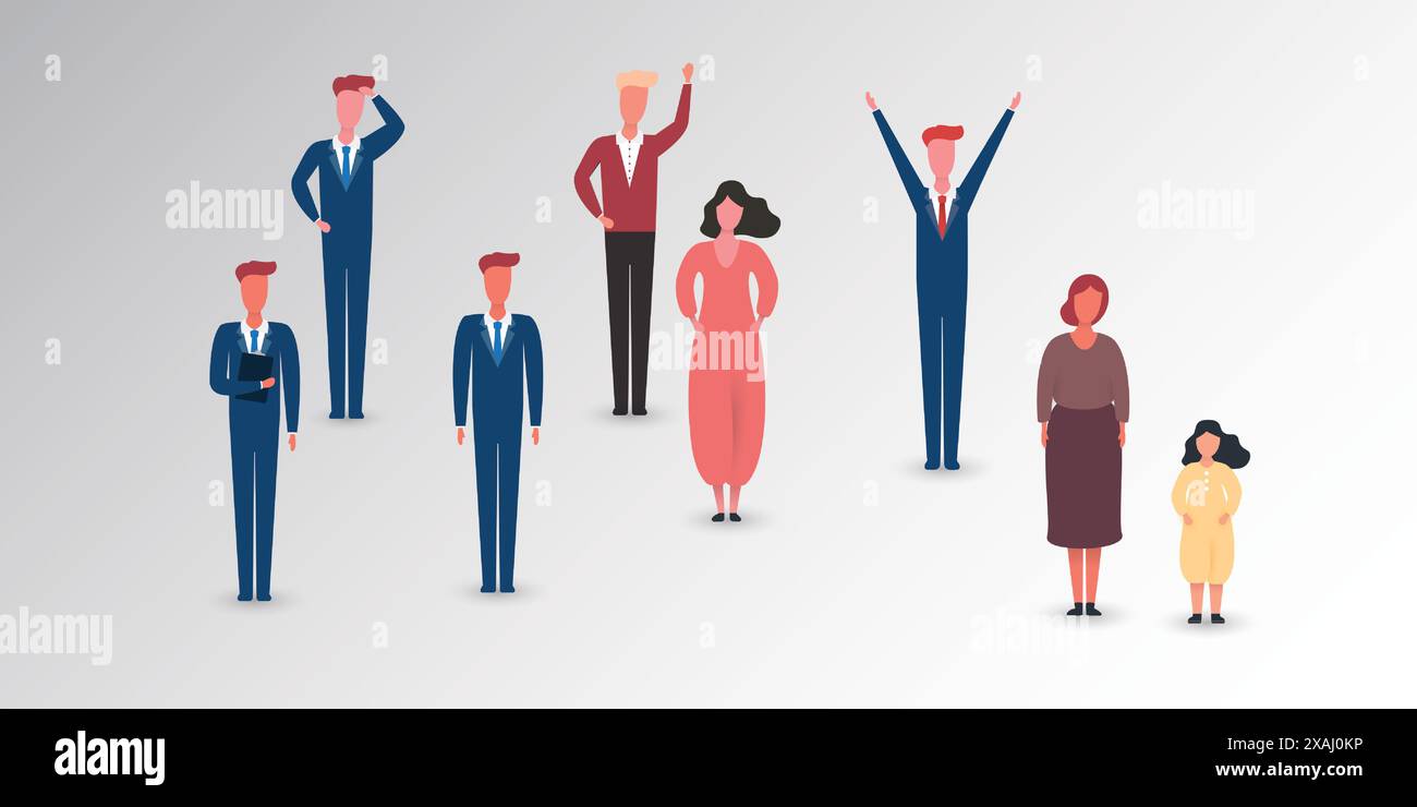 Group of Gesturing Figures, People, Various Characters Standing ...