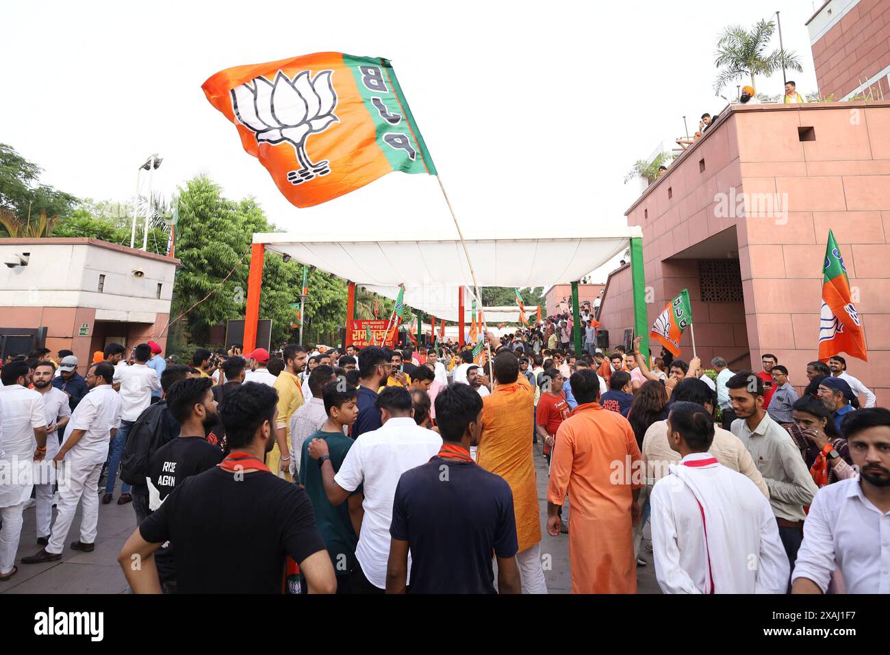 New Delhi, India. 04th June, 2024. Supporters of Narendra Modi, India's ...