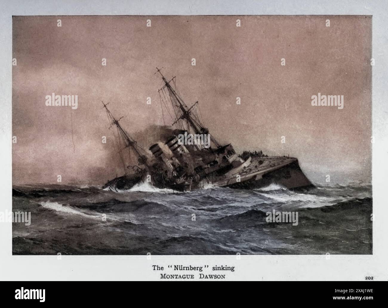 The Nurnberg Sinking by Montague Dawson [colourised] SMS Nürnberg ("His ...