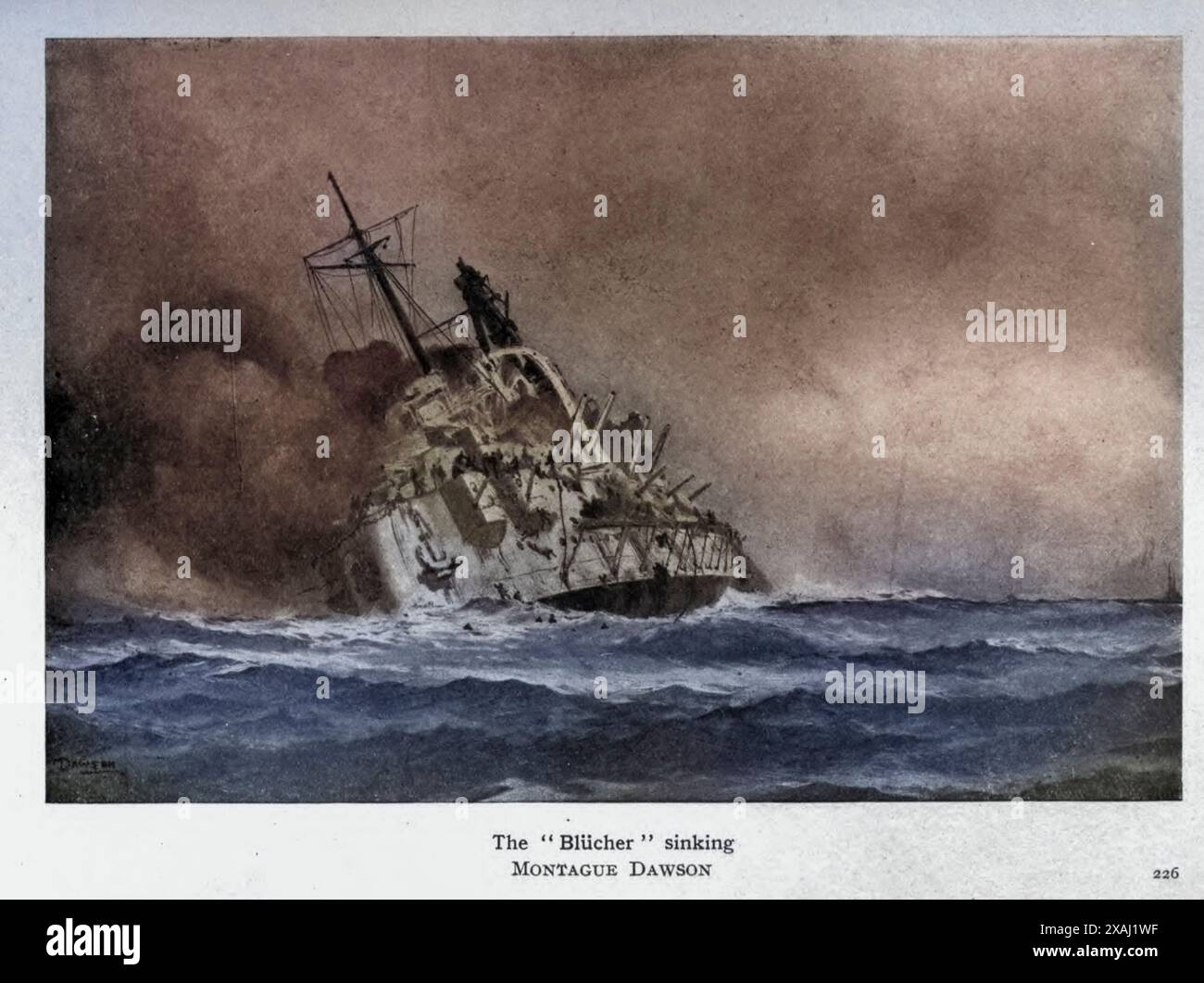 The Blucher Sinking by Montague Dawson [colourised] SMS Blücher was the ...