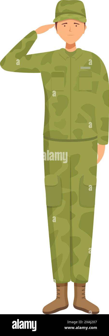 Young soldier is saluting, expressing respect and honor for the armed ...