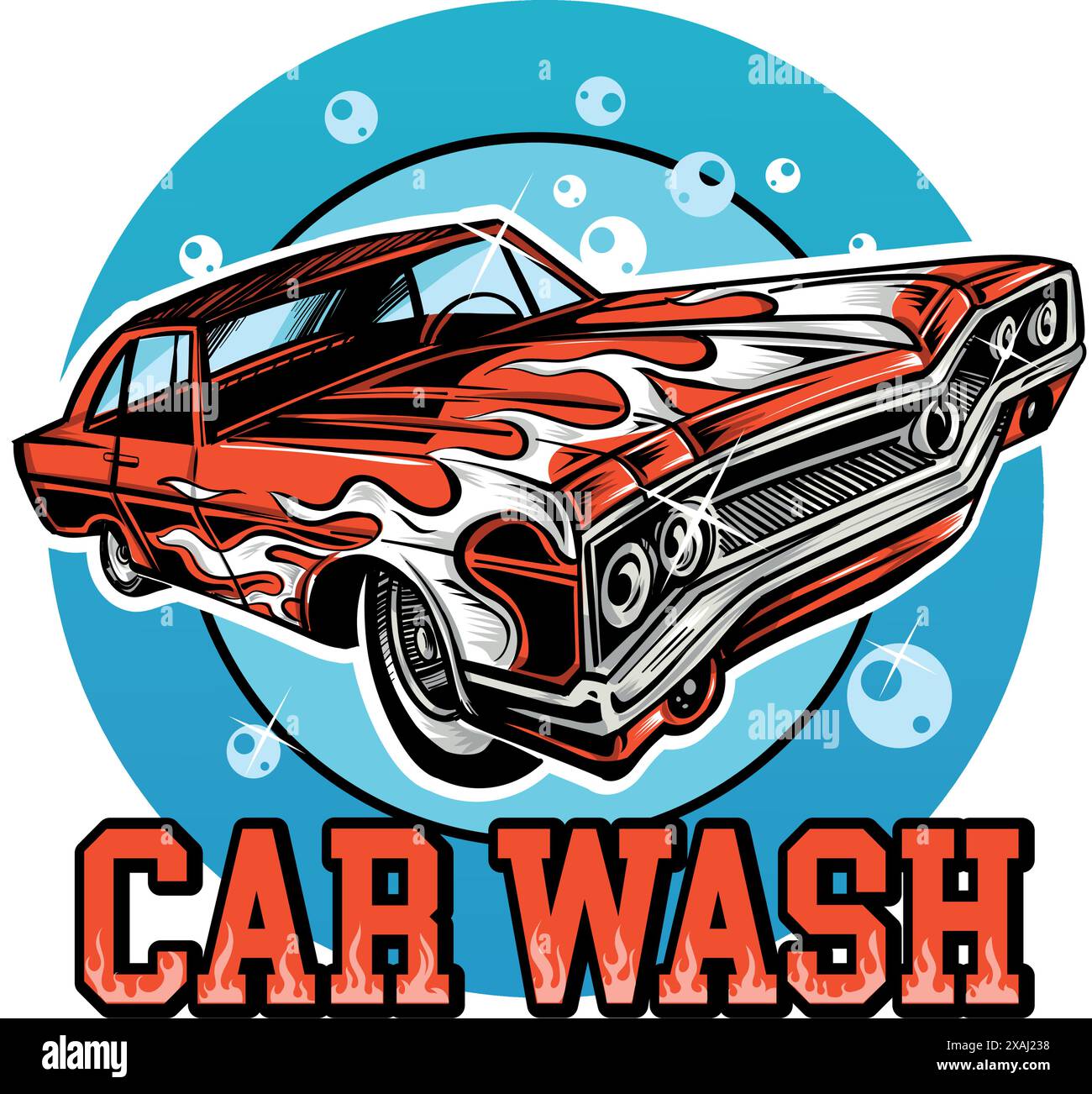Retro Style Car Wash cartoon. vector illustration Stock Vector Image ...