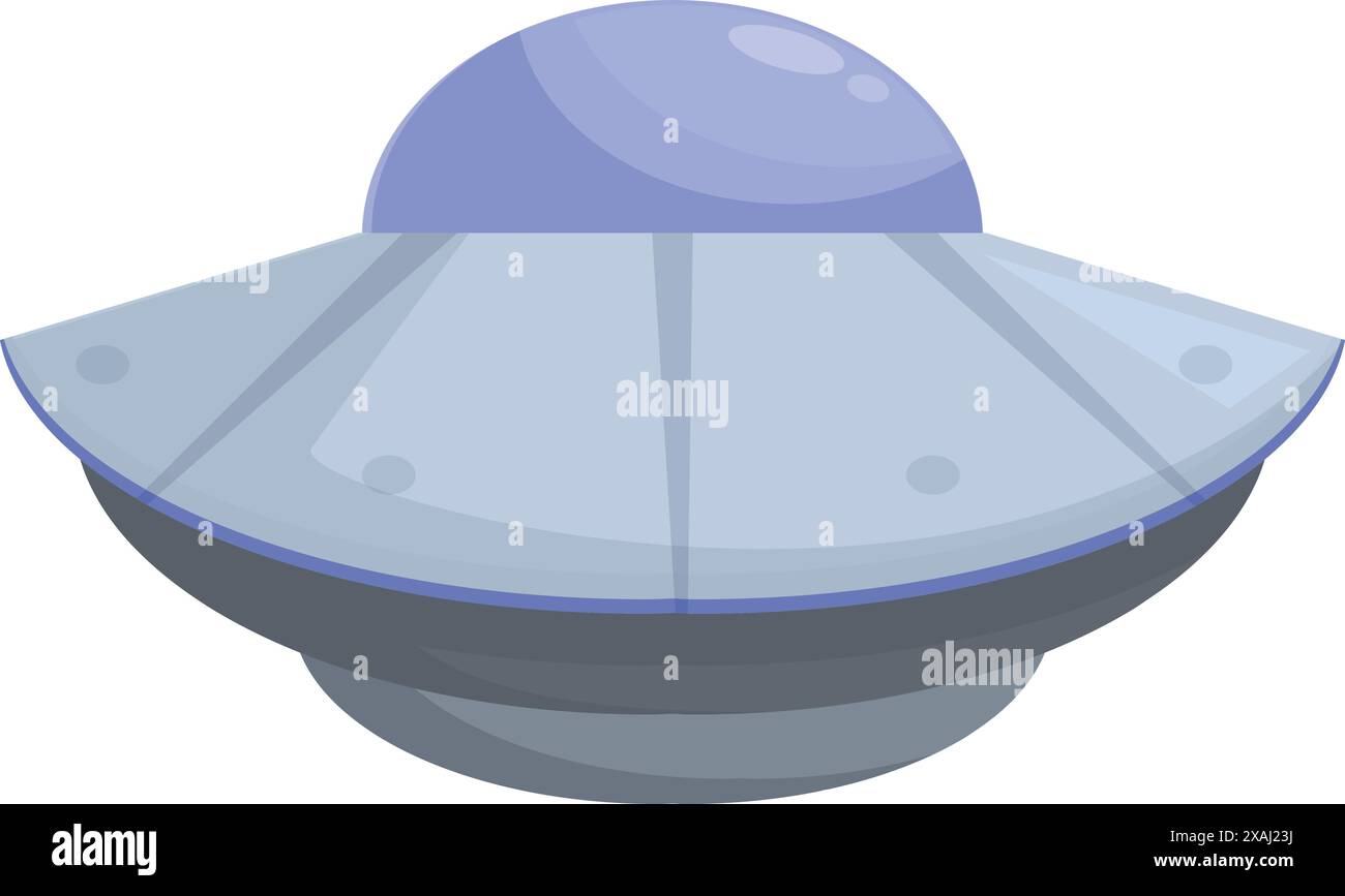 Classic ufo flying saucer from outer space is flying with its blue dome ...
