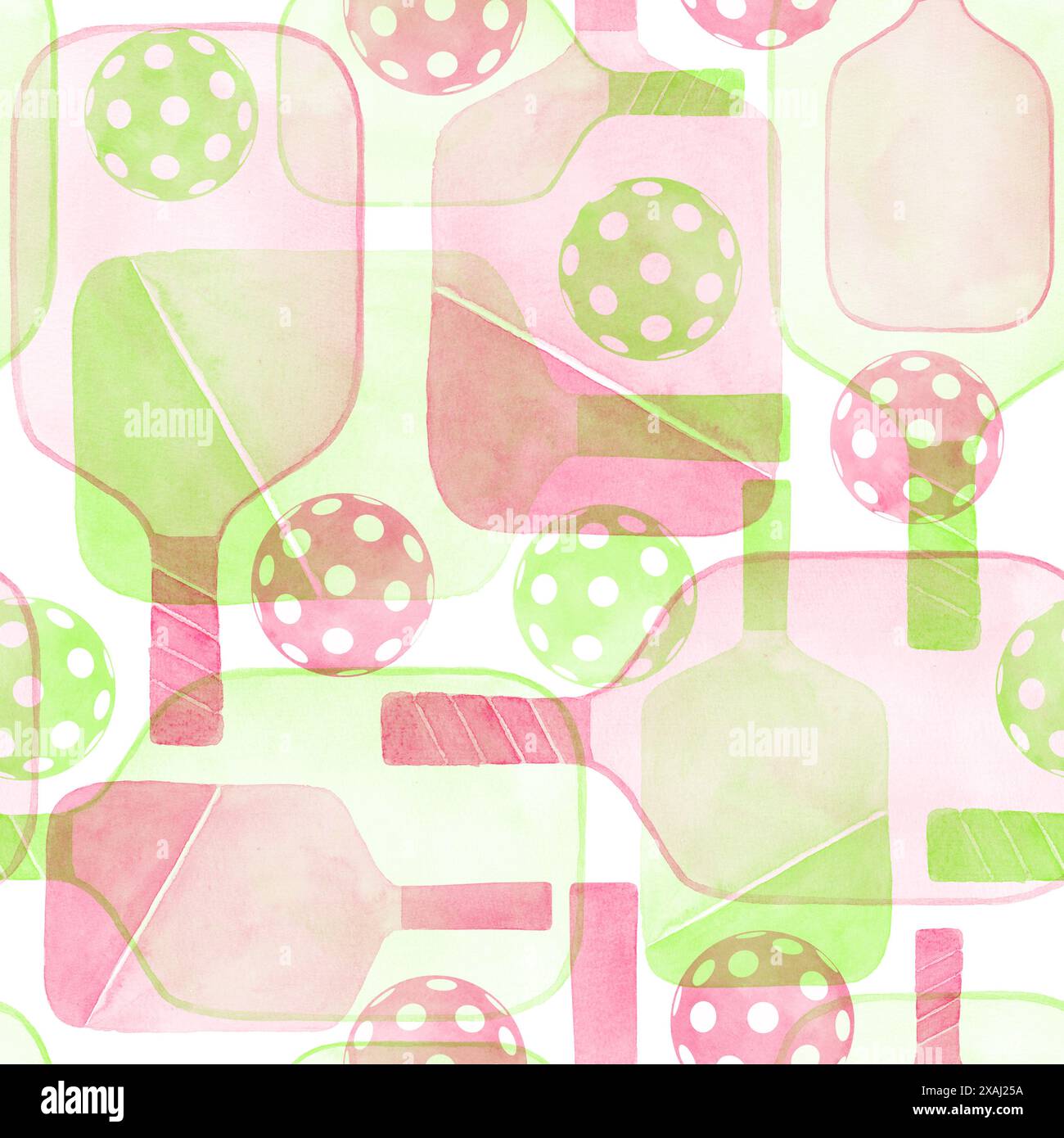 Seamless pattern of balls and rackets, modern game Pickleball ...