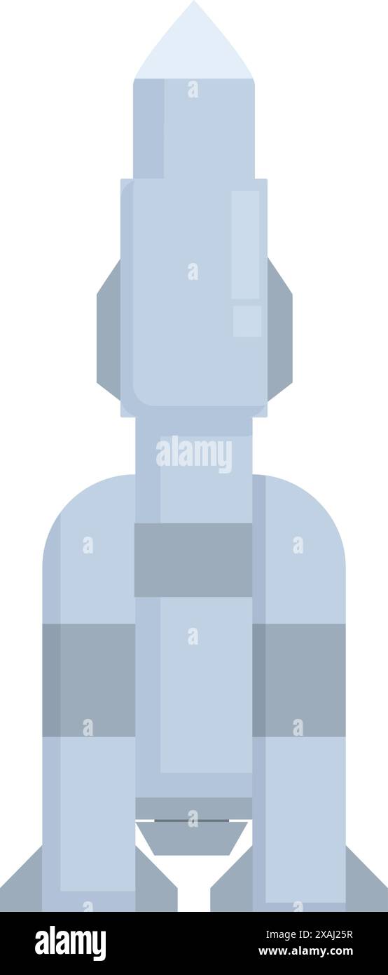 Cartoon style illustration of a space rocket standing on a launchpad ...