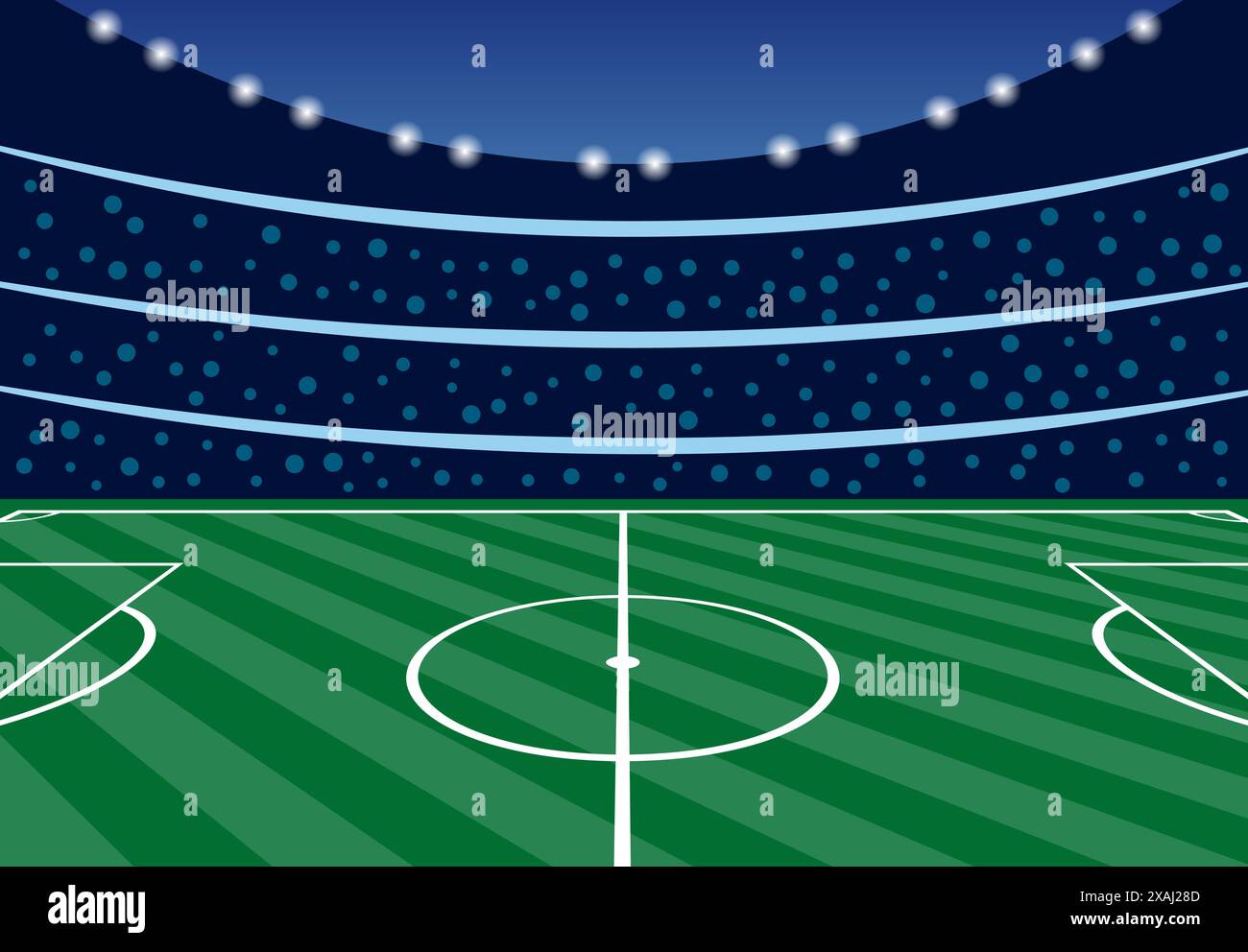 Football stadium with filled tribunes in the evening before the start ...