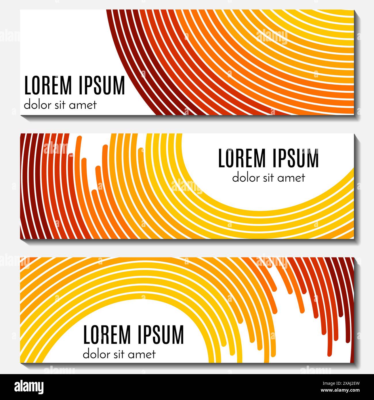 Set of colorful abstract header banners with curved lines and place for ...