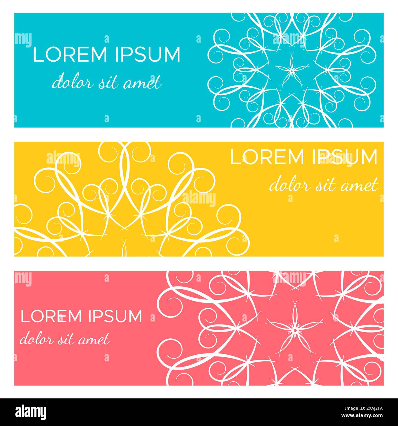 Set of abstract horizontal header banners with geometric circular ...