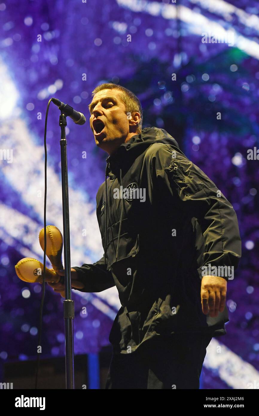 LONDON, ENGLAND - JUNE 06: Liam Gallagher performing at O2 Arena ...