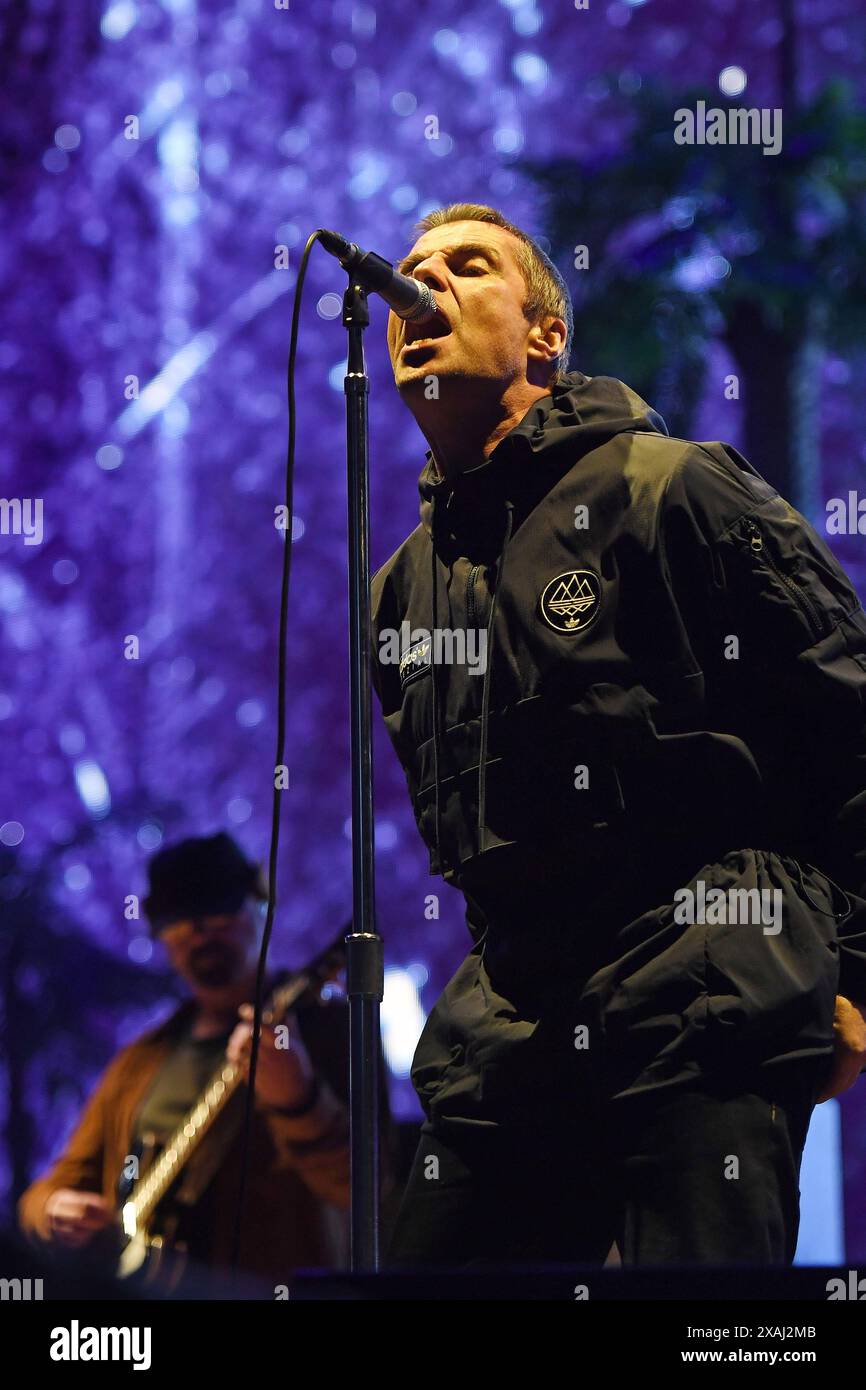 LONDON, ENGLAND - JUNE 06: Liam Gallagher performing at O2 Arena ...
