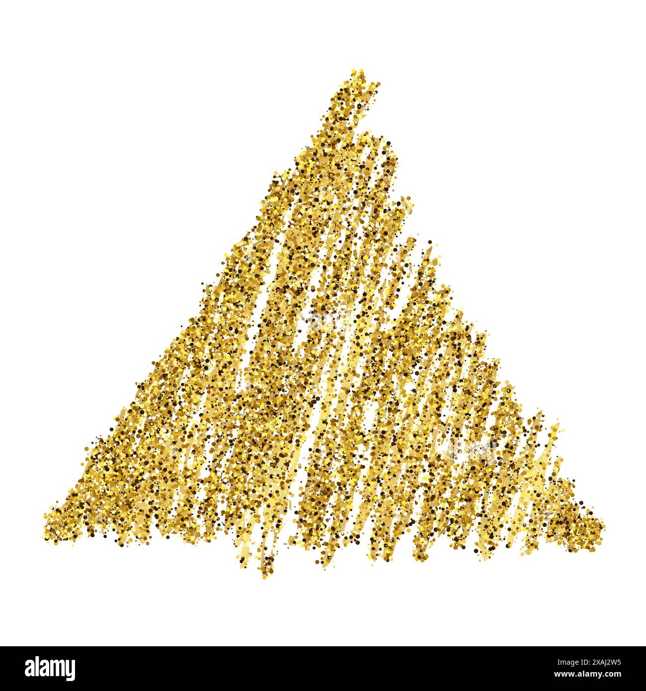 Golden paint hand drawn glittering triangle on a white background ...
