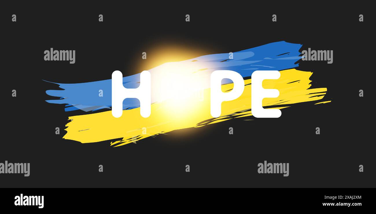 Hope for Ukraine - Lettering with Sun Light and Painted Flag of ...