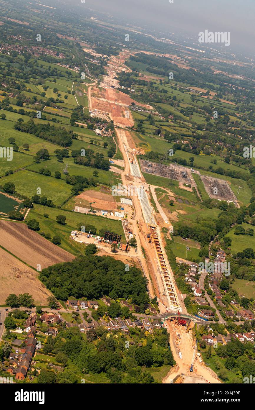 Aerial photo of HS2 construction project at Burton Green taken from ...